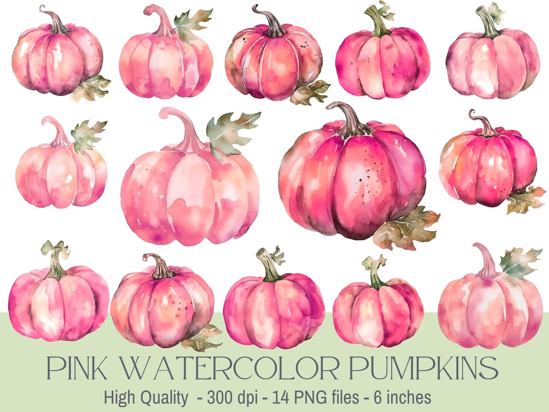 Pink Pumpkin PNG, Watercolor Pumpkin PNG, Pink Fall PNG, Pumpkin ...