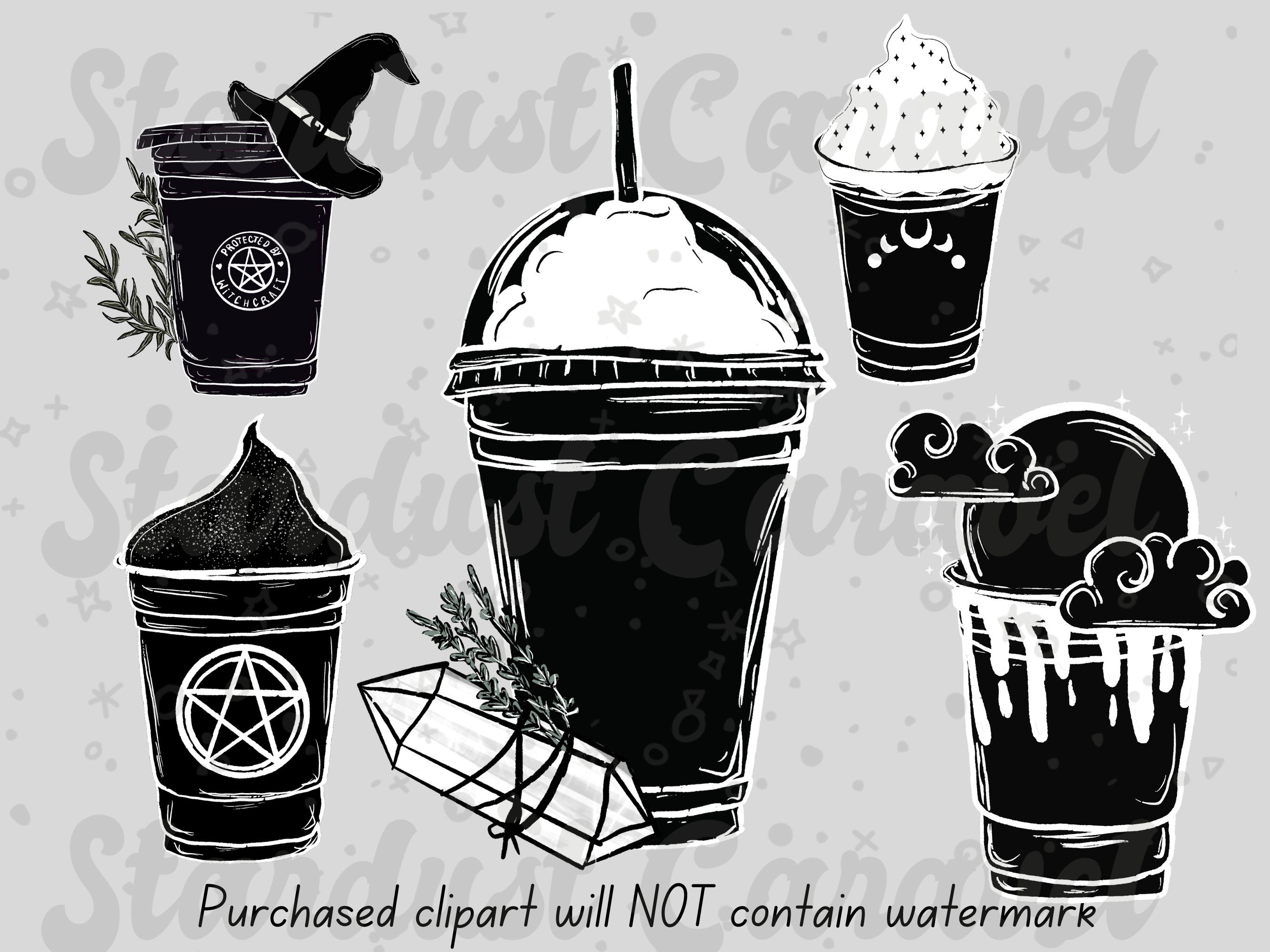 Iced Coffee Clipart, Coffee Clipart, Witchcraft Clipart, Magic Clipart ...