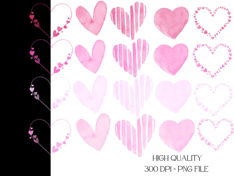 Watercolor Valentine Clip Art, Watercolor Hearts Clipart, Pastel Hearts ...
