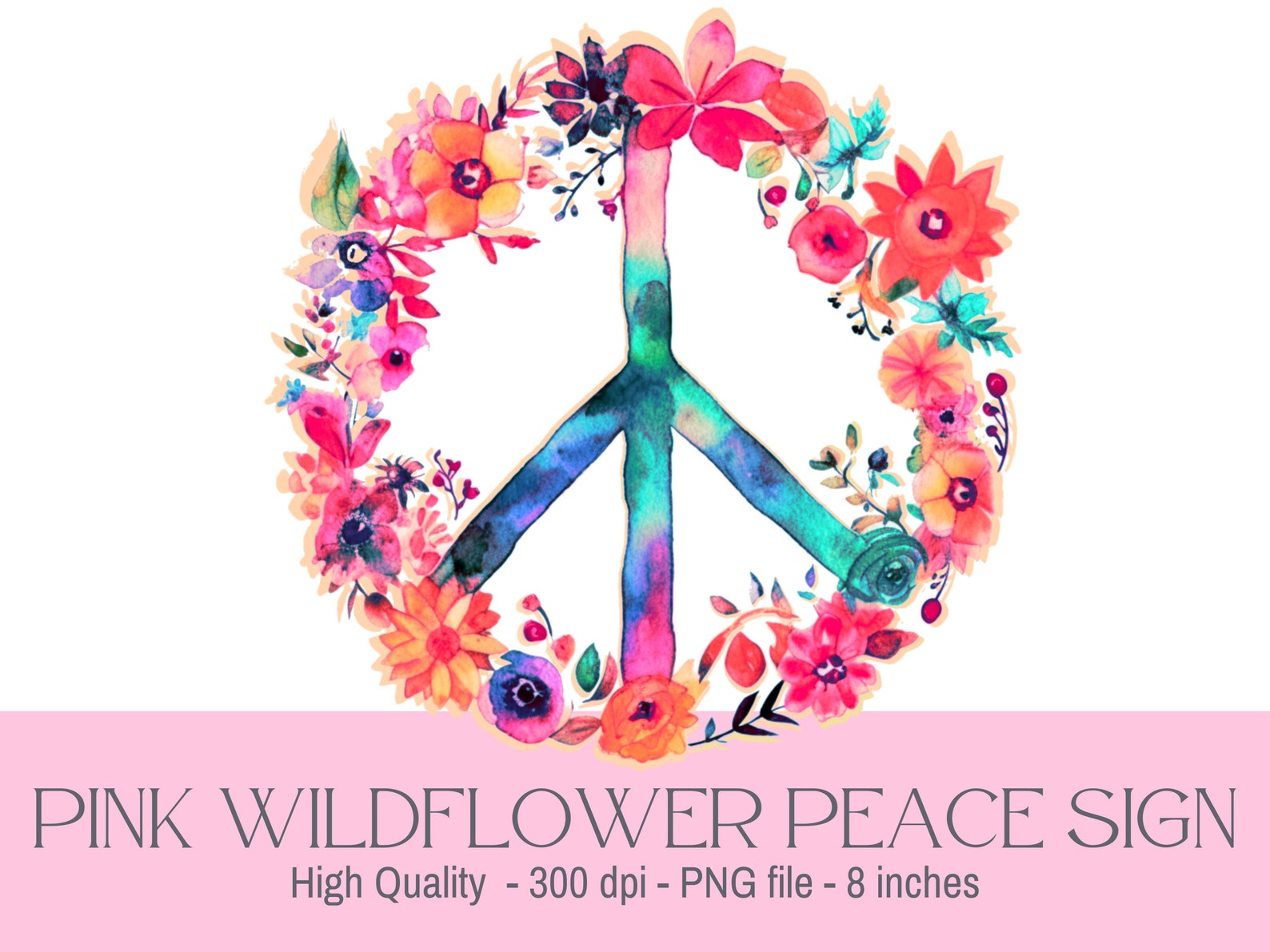 Groovy Clipart, Hippie Clipart, Watercolor Flowers PNG, Groovy ...