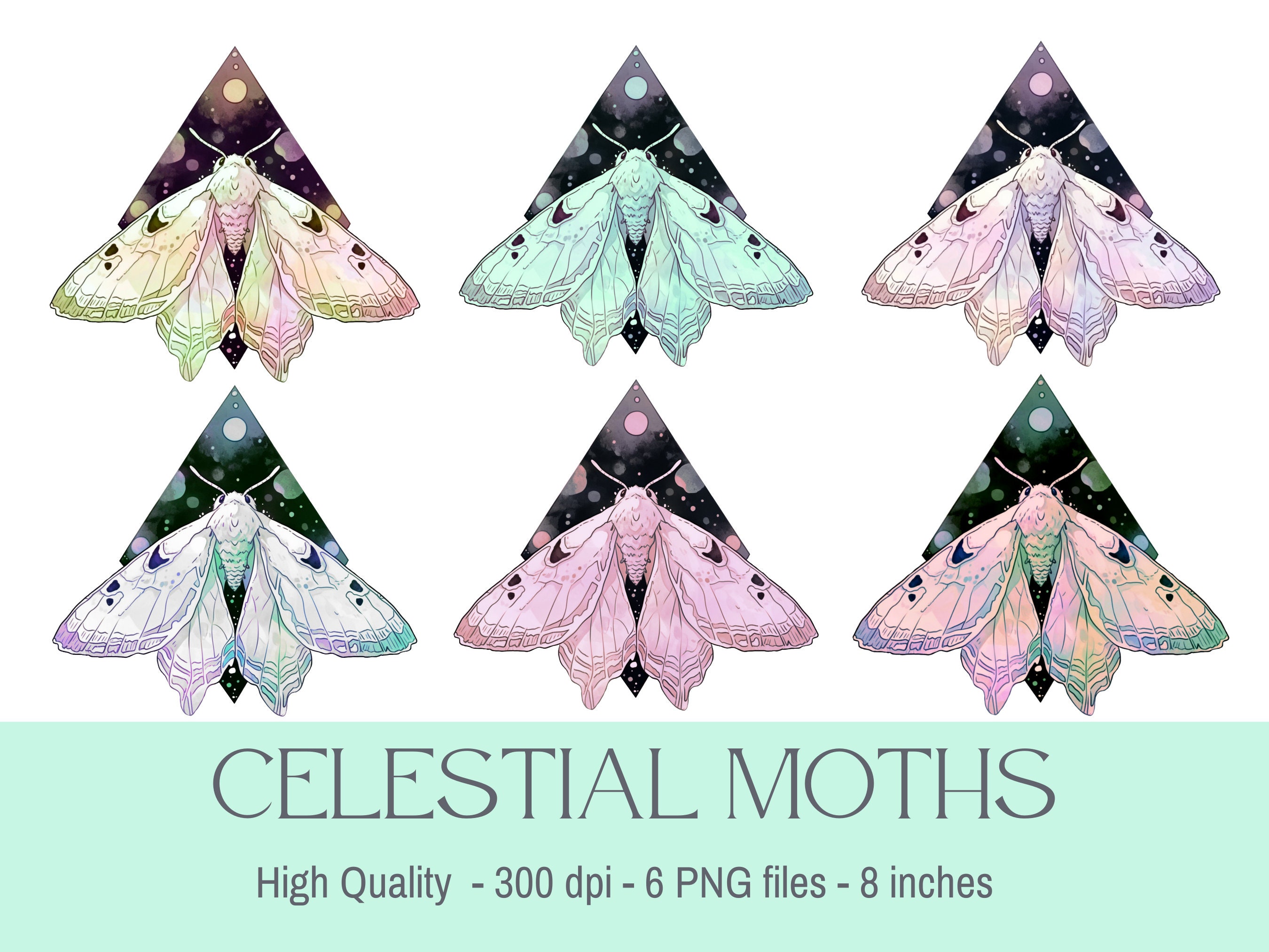 Moth Clipart Pastel Goth Clipart Magical Clipart Insect - Etsy