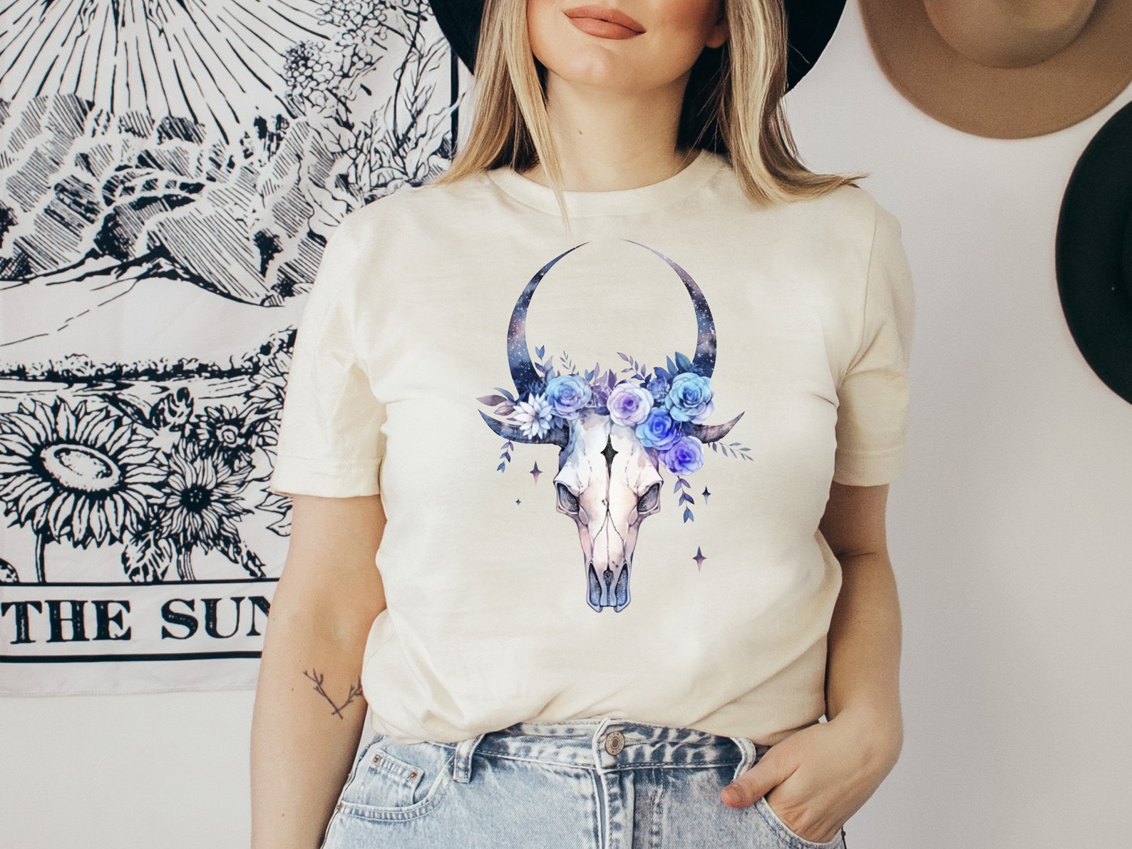 Bull Skull PNG, Western PNG, Gothic Western Sublimation Designs, Boho ...