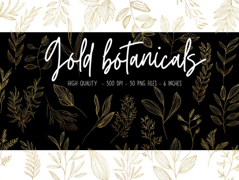Gold Leaves PNG, Gold Botanical Clipart, Gold Leaves Clipart, Gold Leaf Clipart, Gold Leaf PNG ...