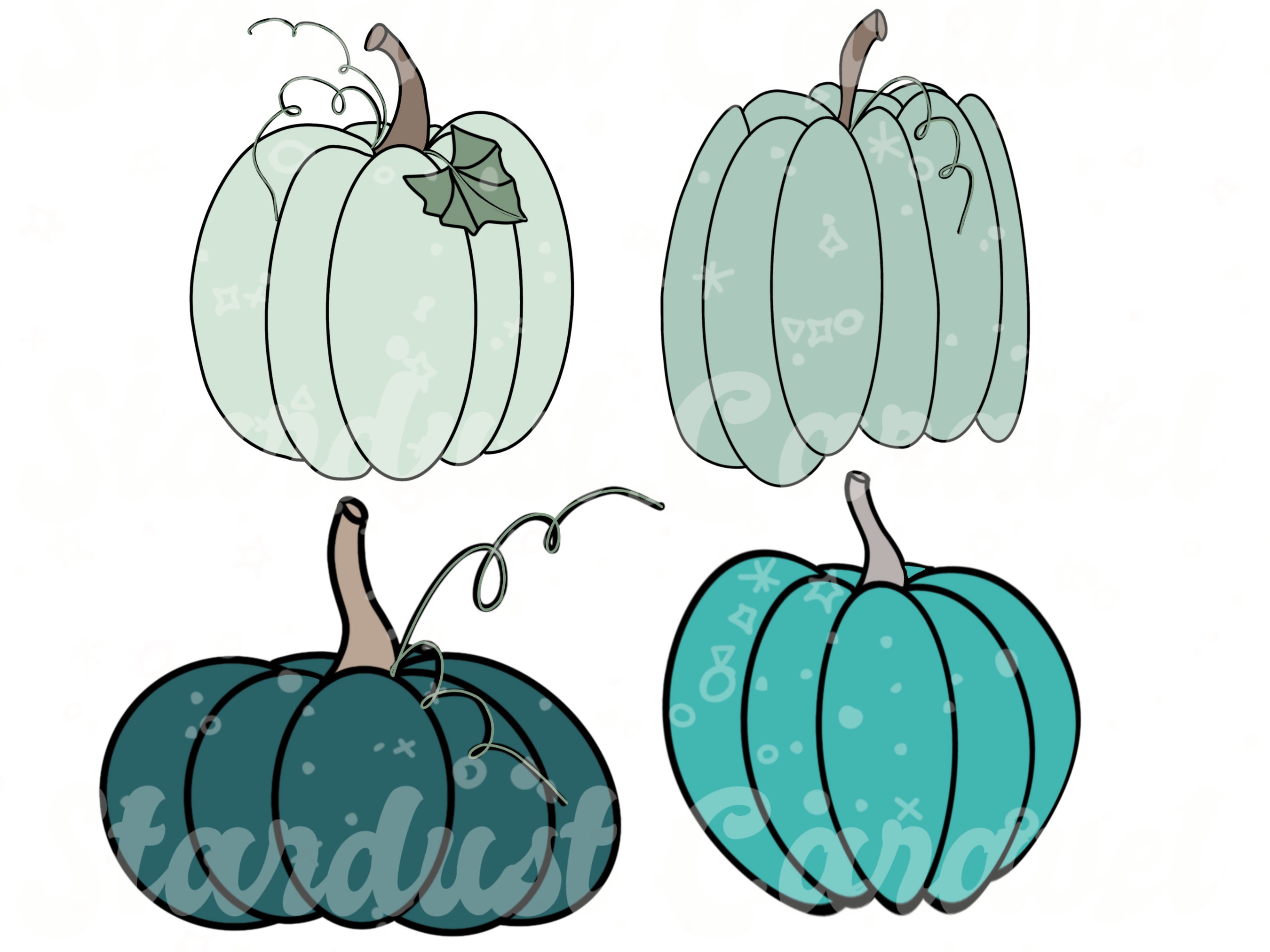 Teal Pumpkin Clipart, Teal Pumpkin Digital, Fall Graphics, Pumpkin Png ...