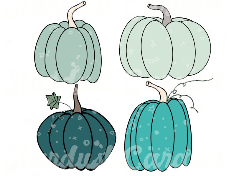 Teal Pumpkin Clipart, Teal Pumpkin Digital, Fall Graphics, Pumpkin Png ...