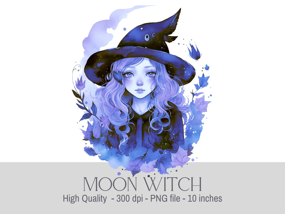 Lunar Witch PNG, Space Witch PNG, Watercolor Witch Png, Halloween Png ...
