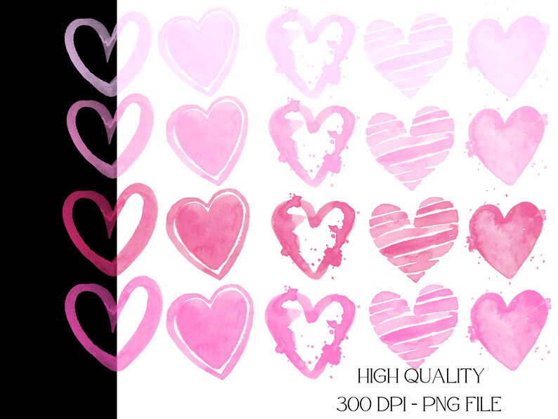Watercolor Valentine Clip Art, Watercolor Hearts Clipart, Pastel Hearts ...