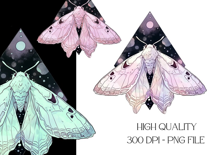 Moth Clipart Pastel Goth Clipart Magical Clipart Insect - Etsy