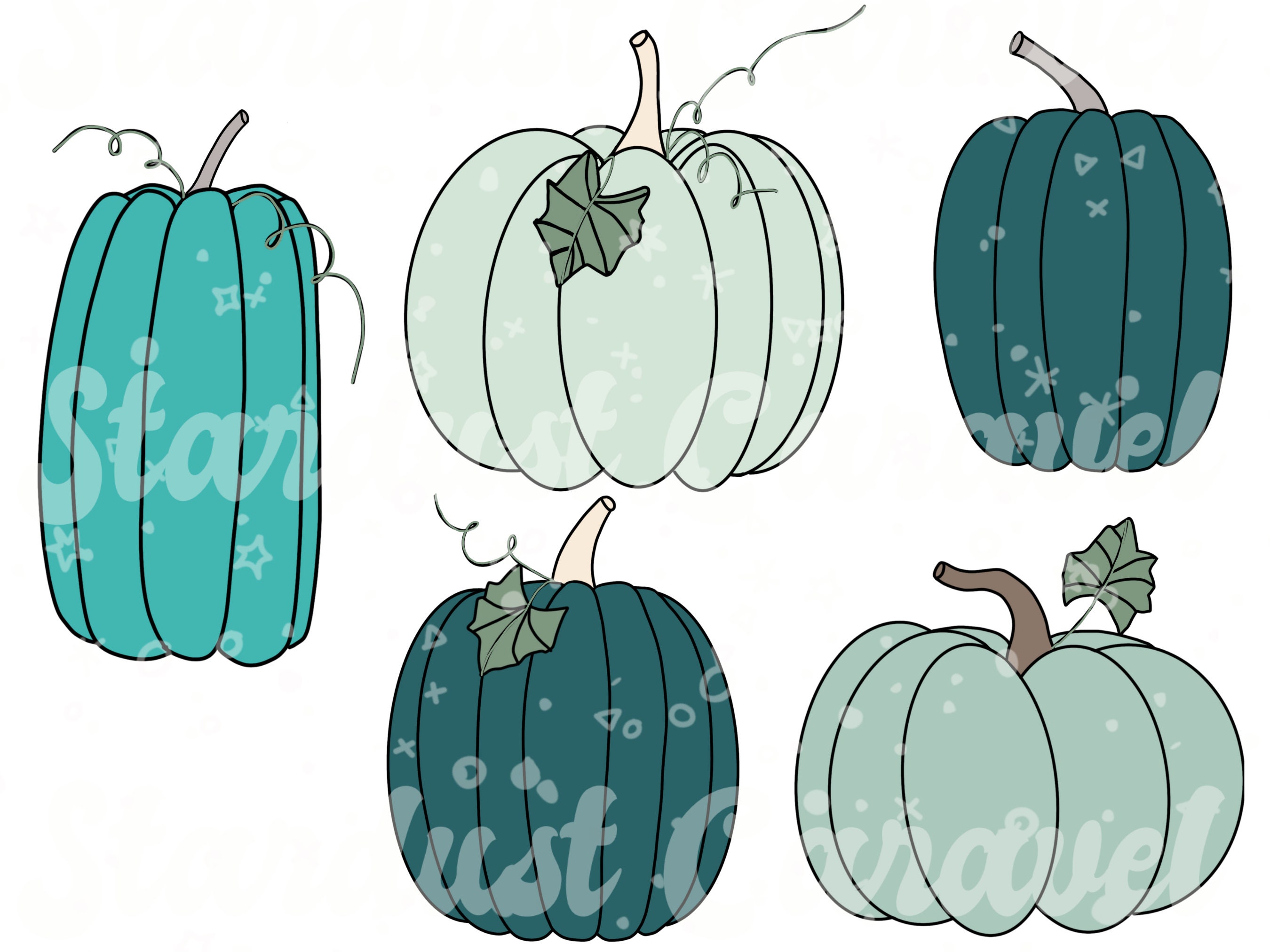 Teal Pumpkin Clipart, Teal Pumpkin Digital, Fall Graphics, Pumpkin Png ...