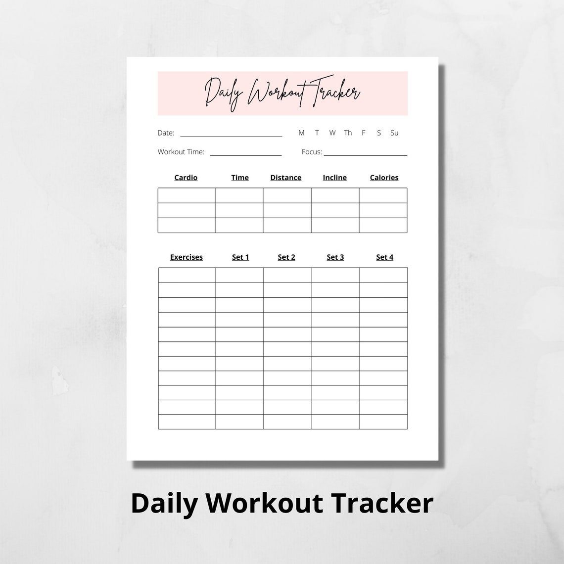 Workout Tracker Daily Workout Weekly Workout Workout | Etsy