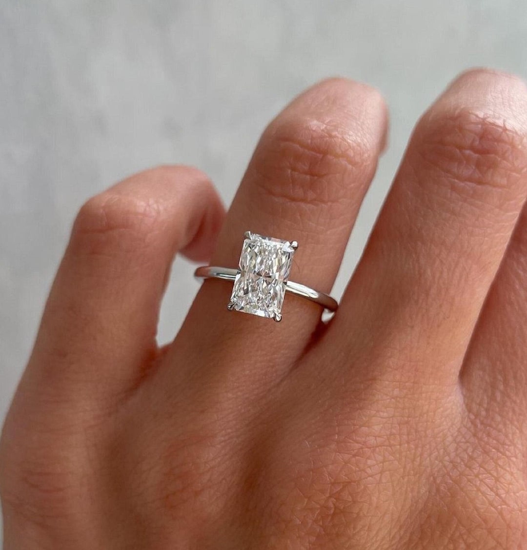 Radiant Cut Moissanite Engagement Ring Radiant Cut Engagement Ring ...