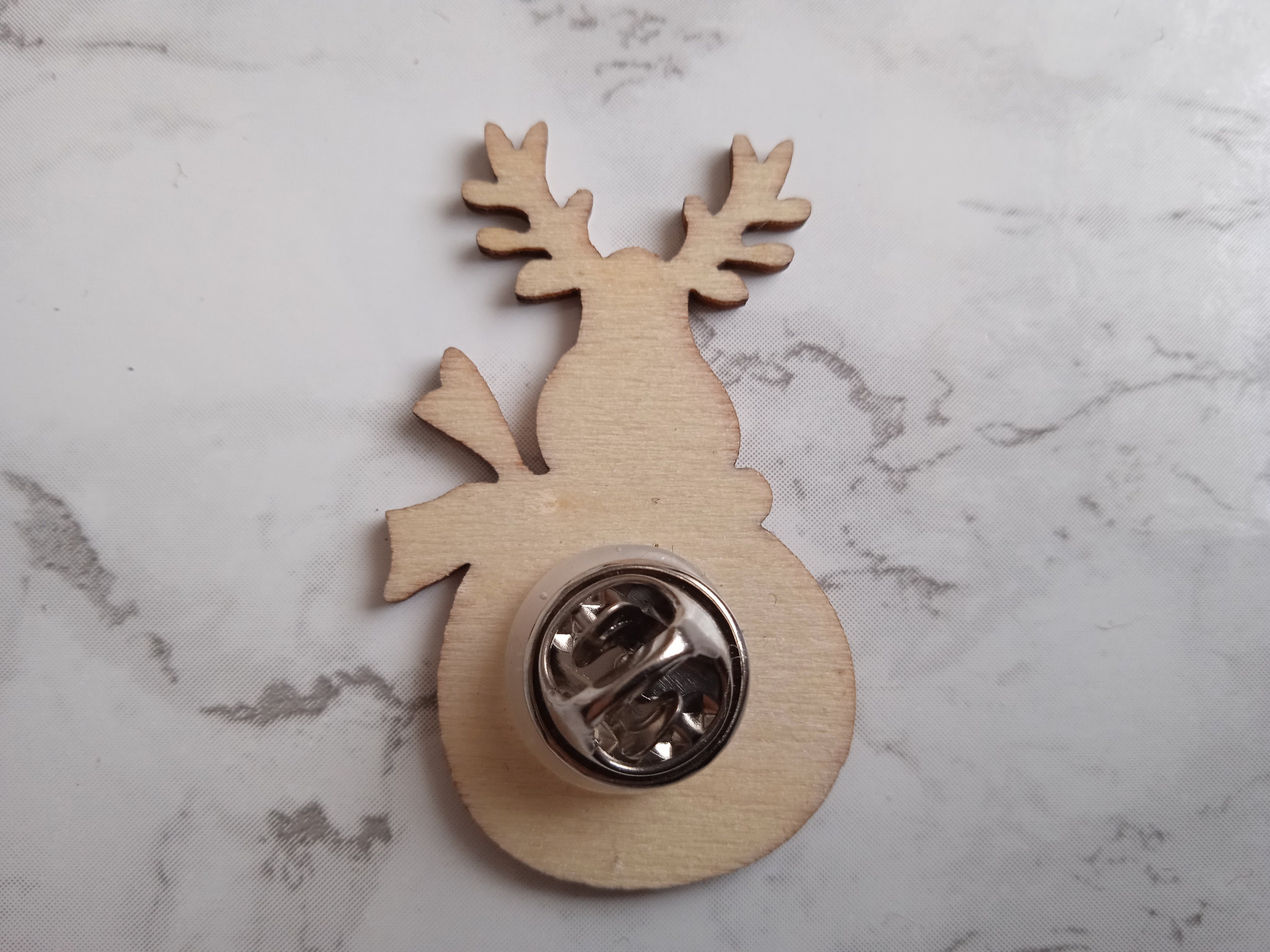 Christmas Moose Pin Wooden Pin/Badge Gold or Silver Findings | Etsy