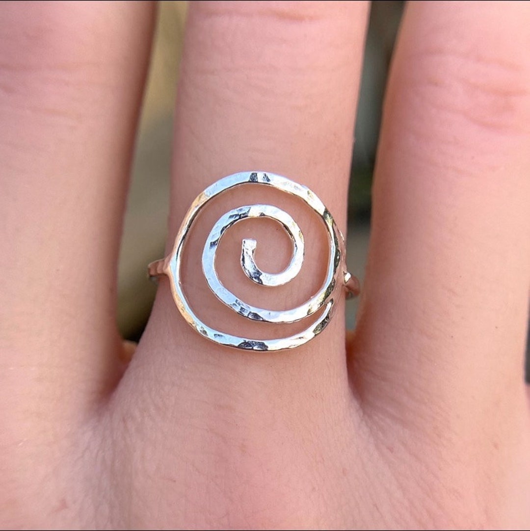 Spiral Symbol Ring, Swirl Ring, Textured Ring Band, Handmade Sterling ...