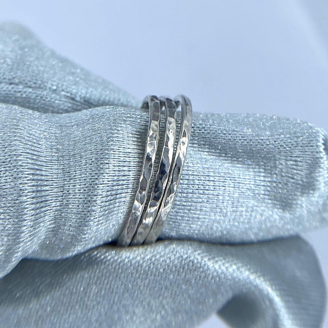 1.2mm Textured Stacking Rings, Handmade Stacking Rings, Sterling Silver ...