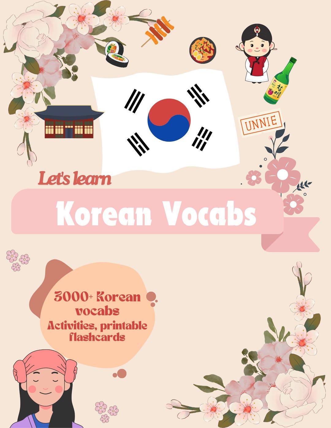 Korean Vocabs Pdf/printable - Etsy
