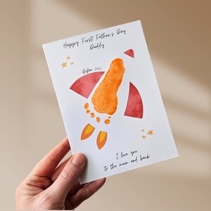 Happy Father's Day Personalised Footprint Rocket Card: DIY Handmade ...
