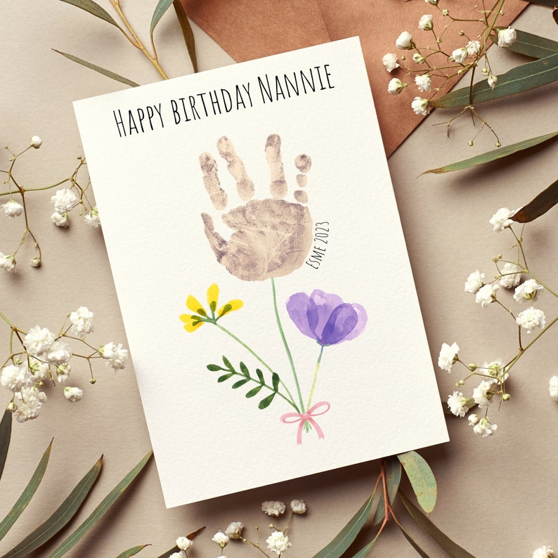 Handprint Birthday Card Mum Dad Grandparent Auntie Uncle - Etsy