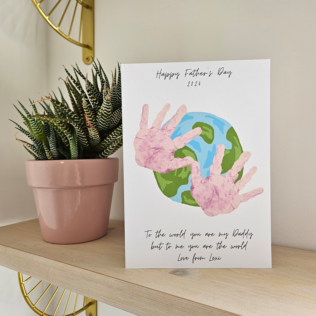 Personalised Father's Day Handprint Card: to the World You Are My Daddy ...