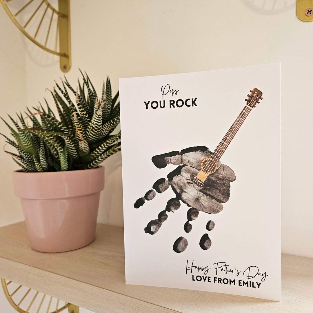 Father's Day Guitar Handprint Card Craft Kit: Customised Gift for the ...