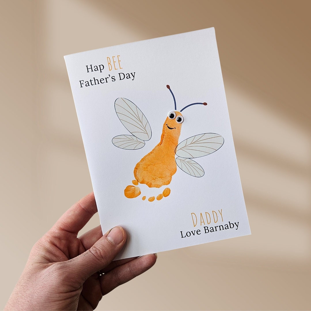 Happy Father's Day Bee Footprint Card: Personalised Craft Kit to Make ...