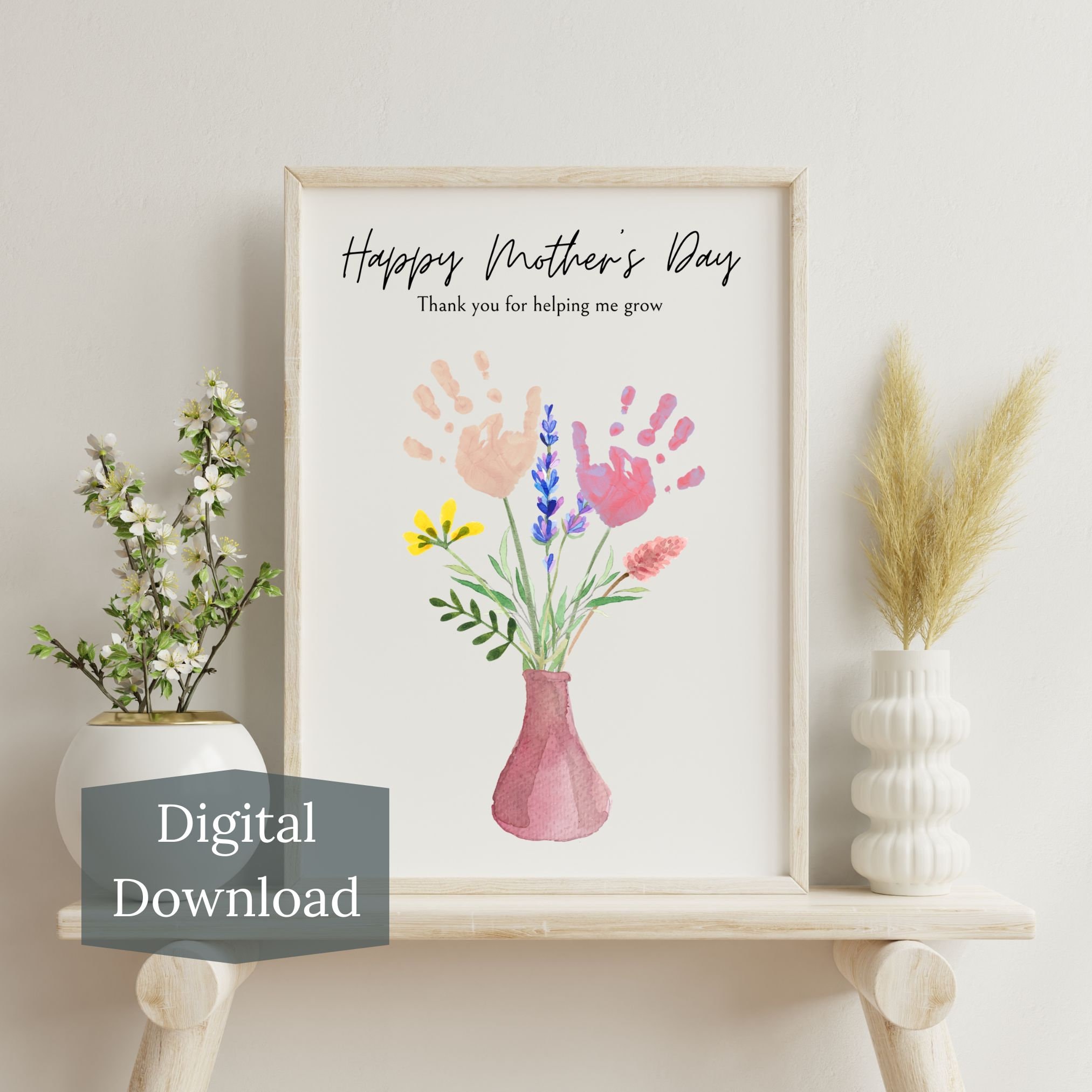 Mother's Day Handprint Art: Floral Keepsake Gift (digital Download) - Etsy