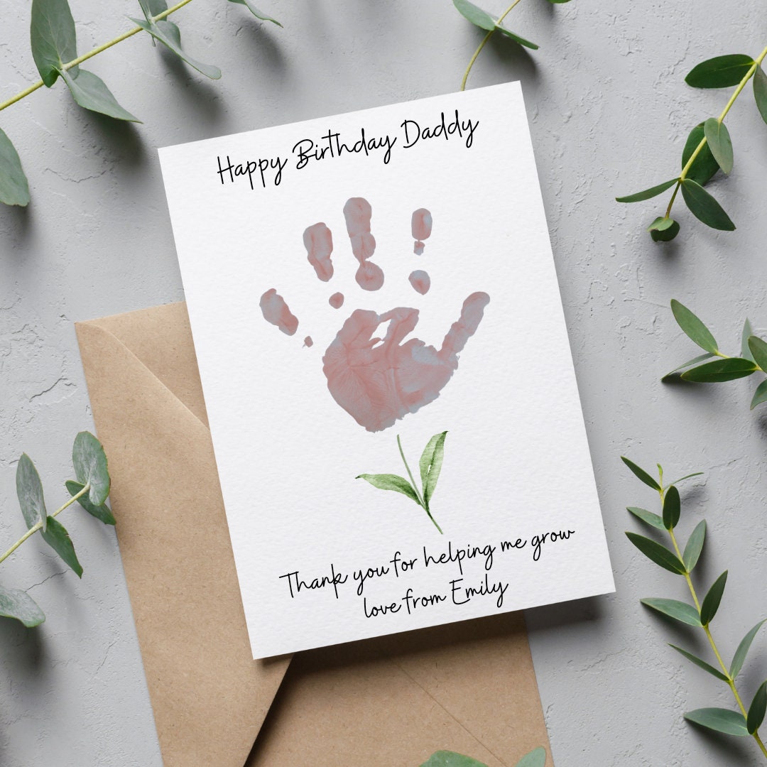 Personalised Handprint Birthday Card | Mum, Dad, Grandparent, Auntie ...