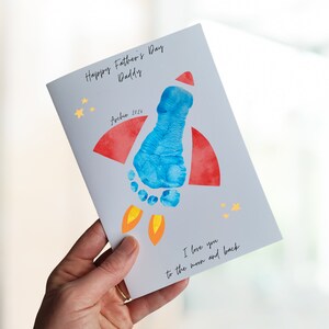 Happy Father's Day Personalised Footprint Rocket Card: DIY Handmade ...