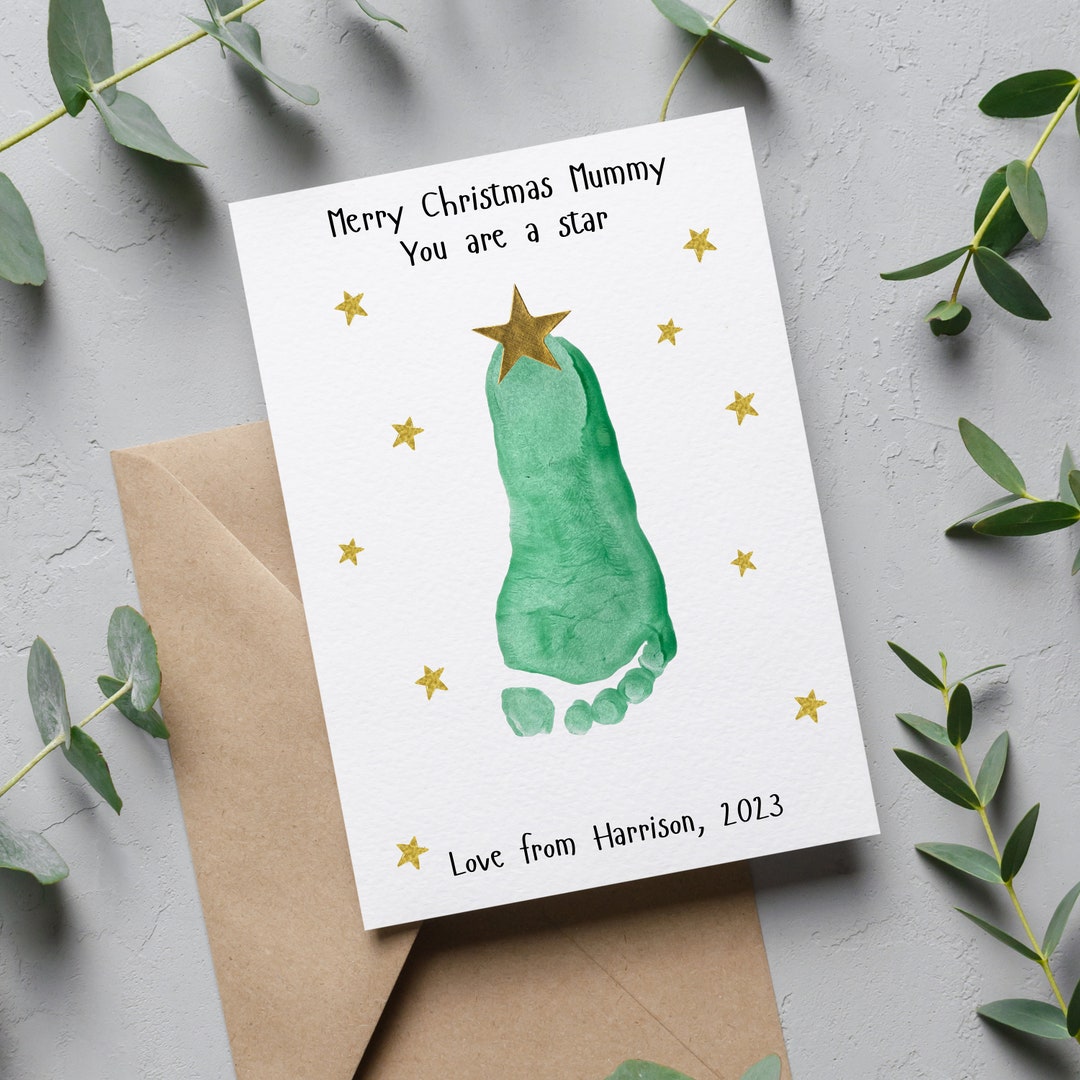 Personalised Footprint Christmas Tree Card Kit You Are a Star Mummy ...