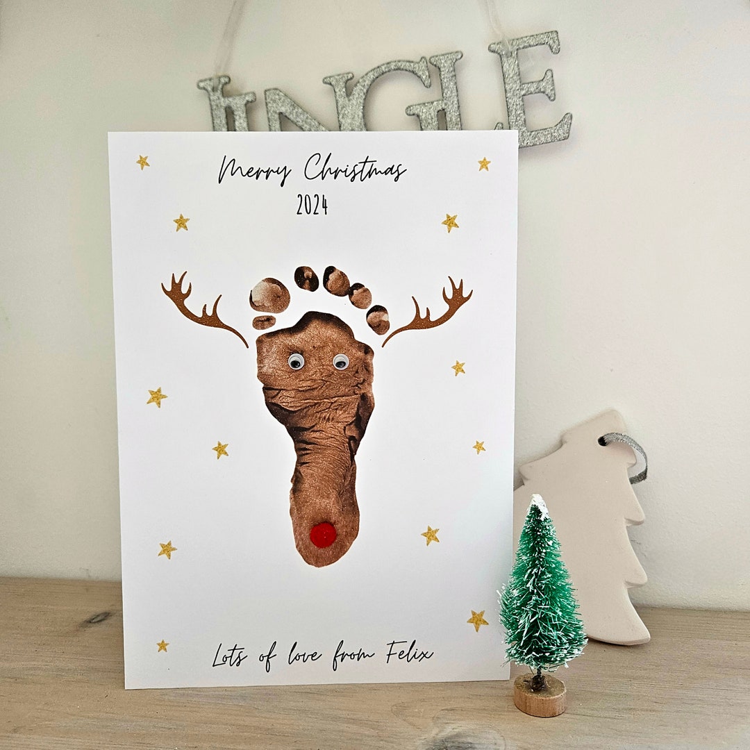 Handmade Reindeer Footprint Card Kit | Personalised and Customisable ...