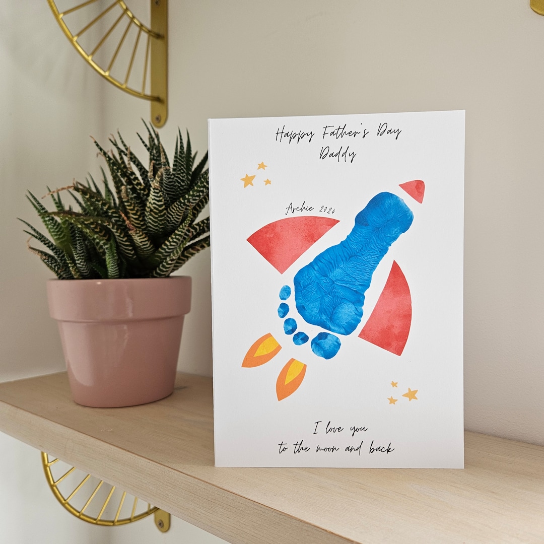 Happy Father's Day Personalised Footprint Rocket Card: DIY Handmade ...