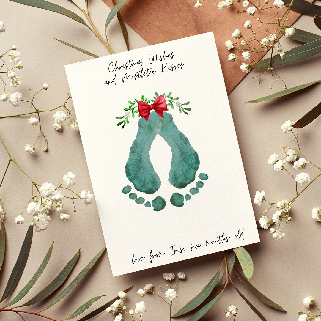 Personalised Mistletoes Footprint Christmas Card Kit Card - Etsy UK