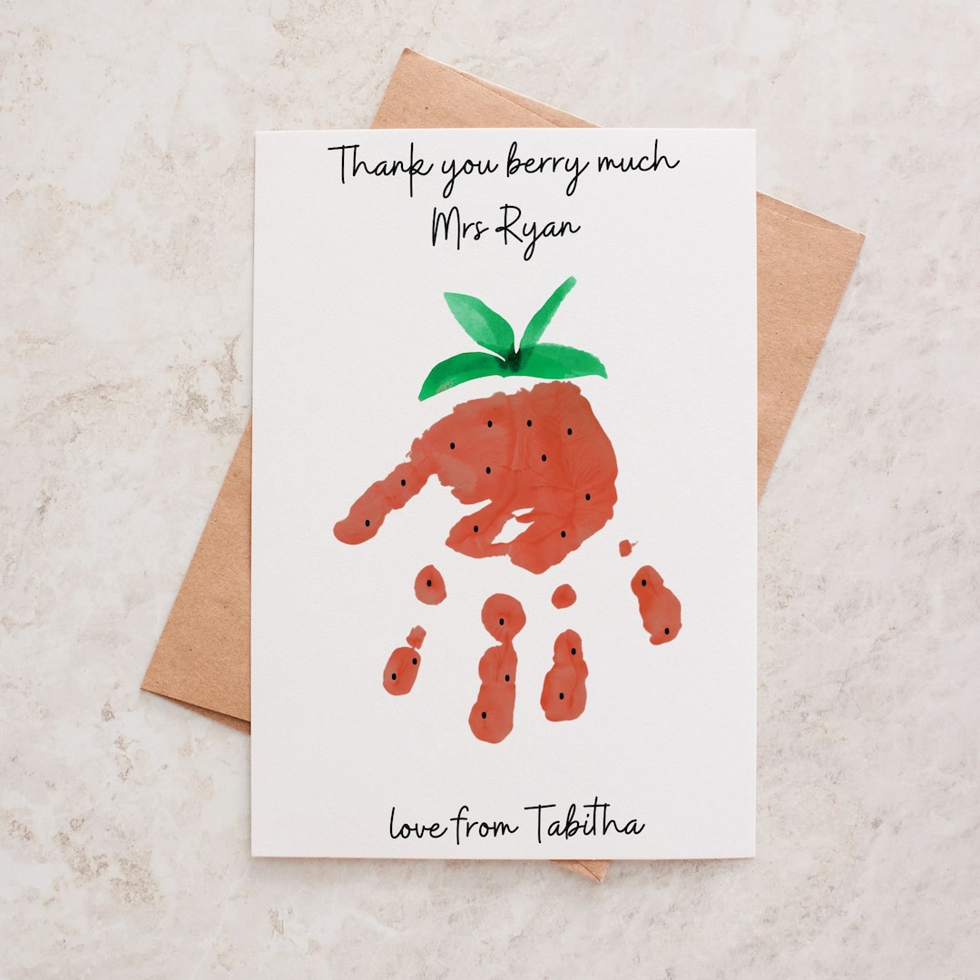 Thank You Personalised Handprint Card | Handprint Kit | Teacher ...
