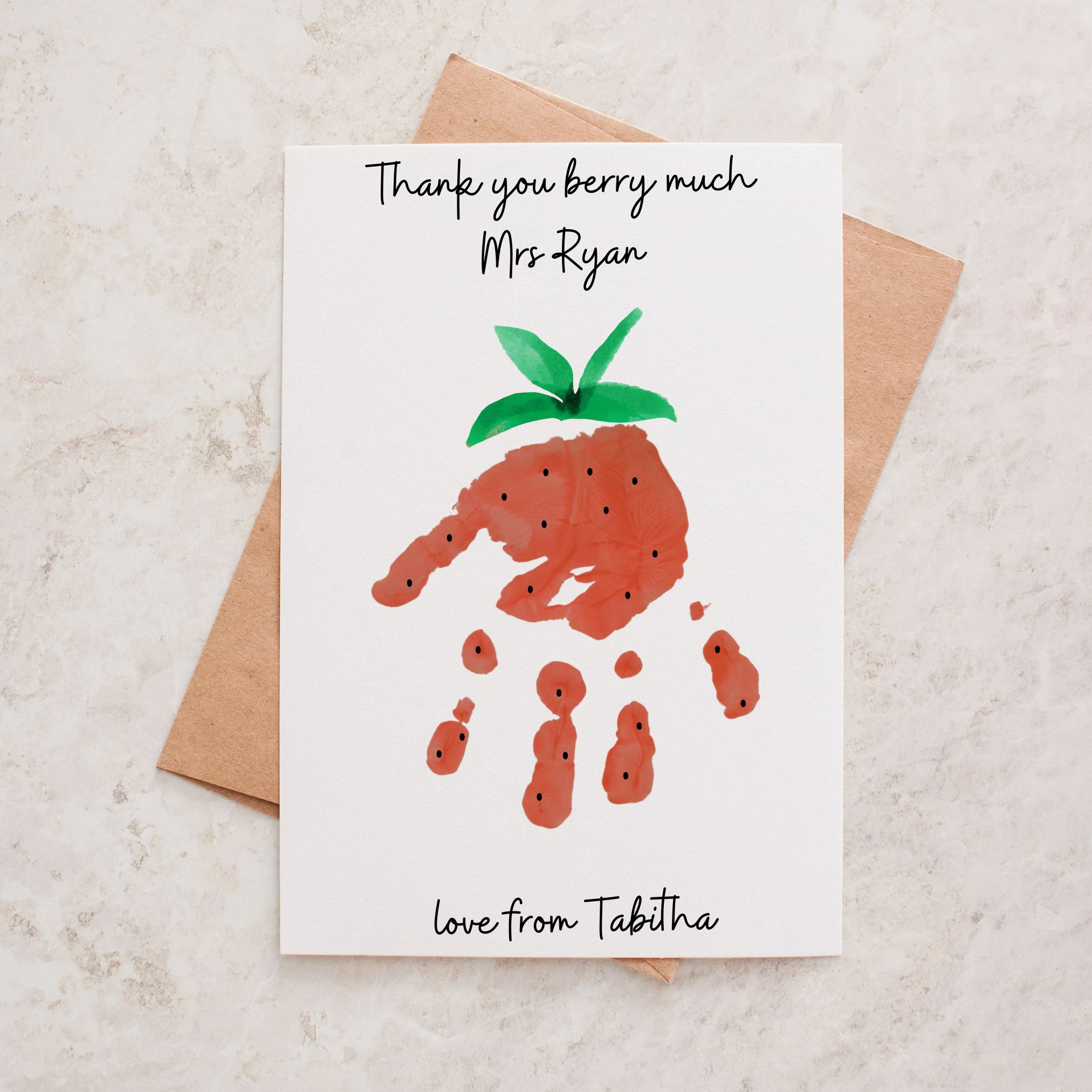 Thank You Personalised Handprint Card Handprint Kit Teacher ...