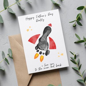 Happy Father's Day Personalised Footprint Rocket Card: DIY Handmade ...