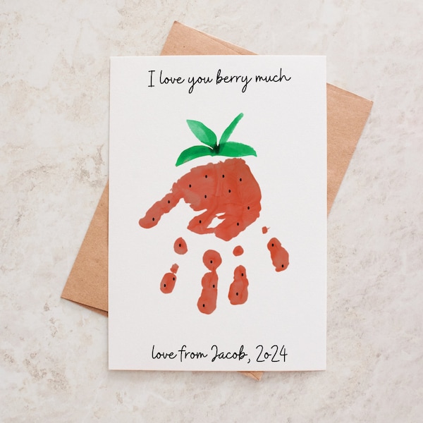 I Love You Berry Much Card Handprint - Etsy