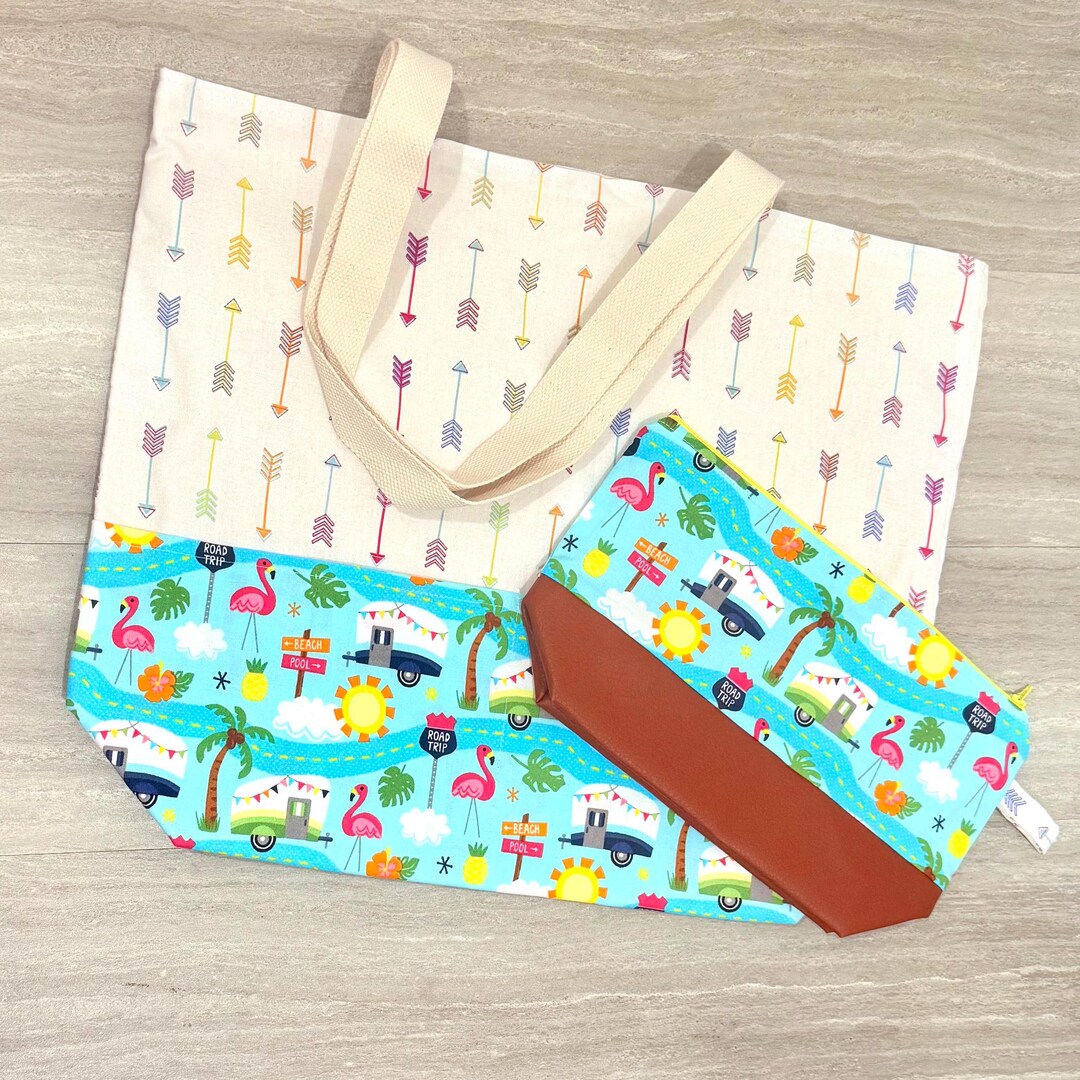 Tote With Pockets- Tote and Zipper Bag Set- Oversized Tote Bag ...