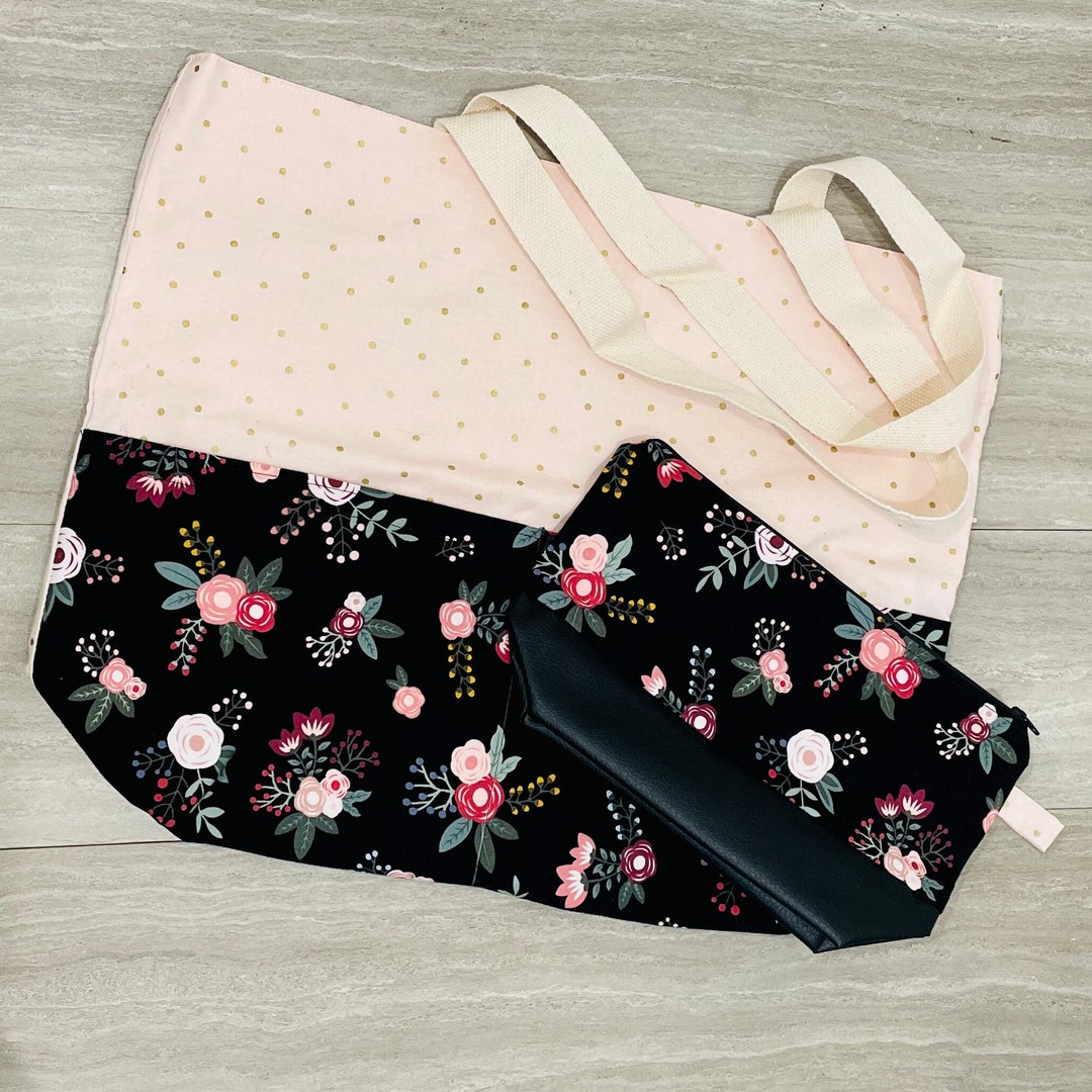 Tote With Pockets- Tote and Zipper Bag Set- Oversized Tote Bag ...