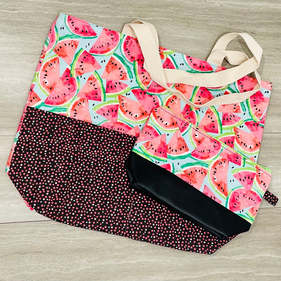 Tote With Pockets- Tote and Zipper Bag Set- Oversized Tote Bag ...