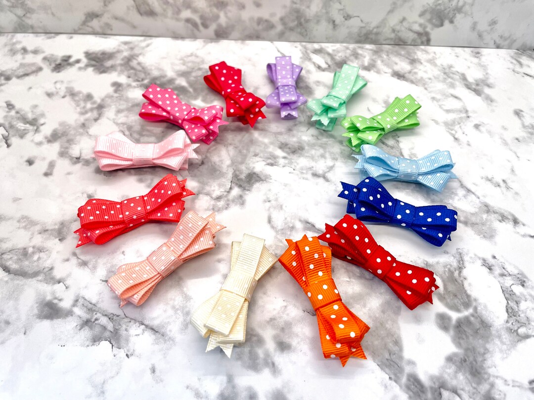 Toddler Mini Bow Set - Mini Bow Set- Mini Bow Clip Set of 2- Small Hair ...