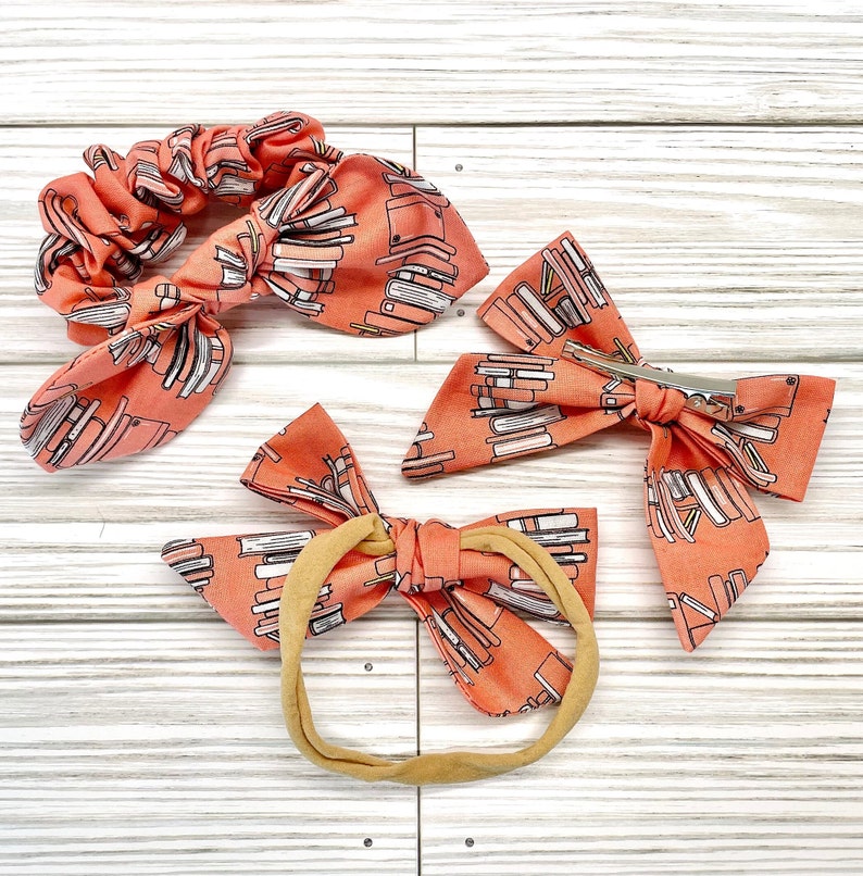 Back to School Matching Bows-mommy and Me Bows-book Lover Hair - Etsy
