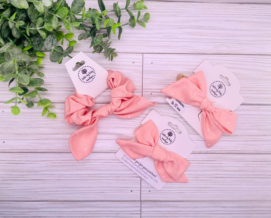 Pink Peach Hair Bow- Mommy and Me Bows- Mommy and Me Headbands- Mom and ...