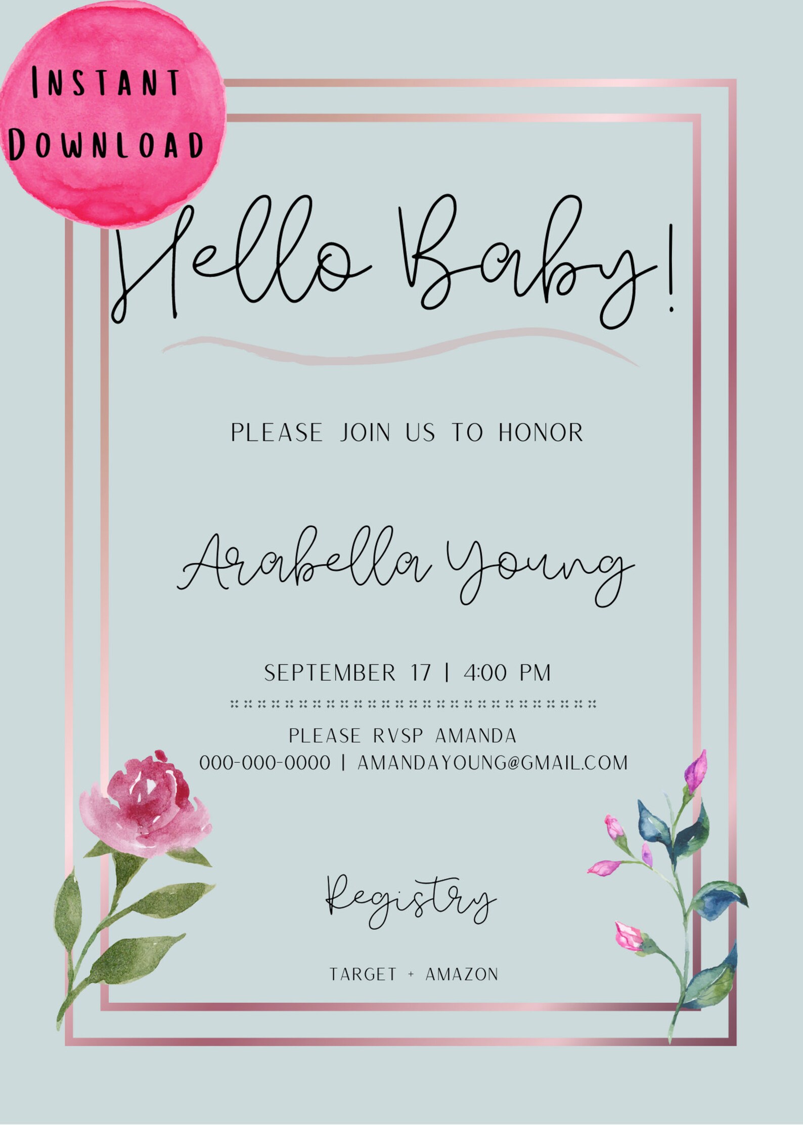 Baby Shower Editable Template - Etsy