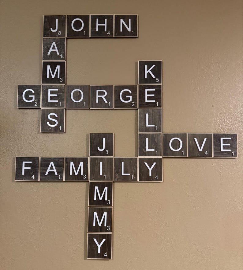 3d Wooden Large Scrabble Tiles, Family Names, Crossword Names, Wall Art ...