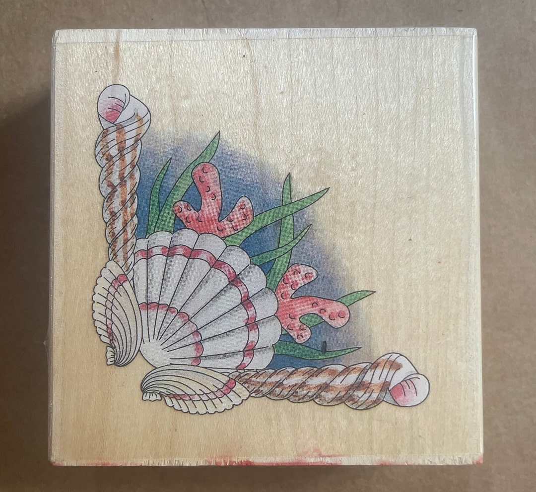 Rubber Stamp Shell Corner by Stamps Happen Inc. 3 1/4 by 3 - Etsy