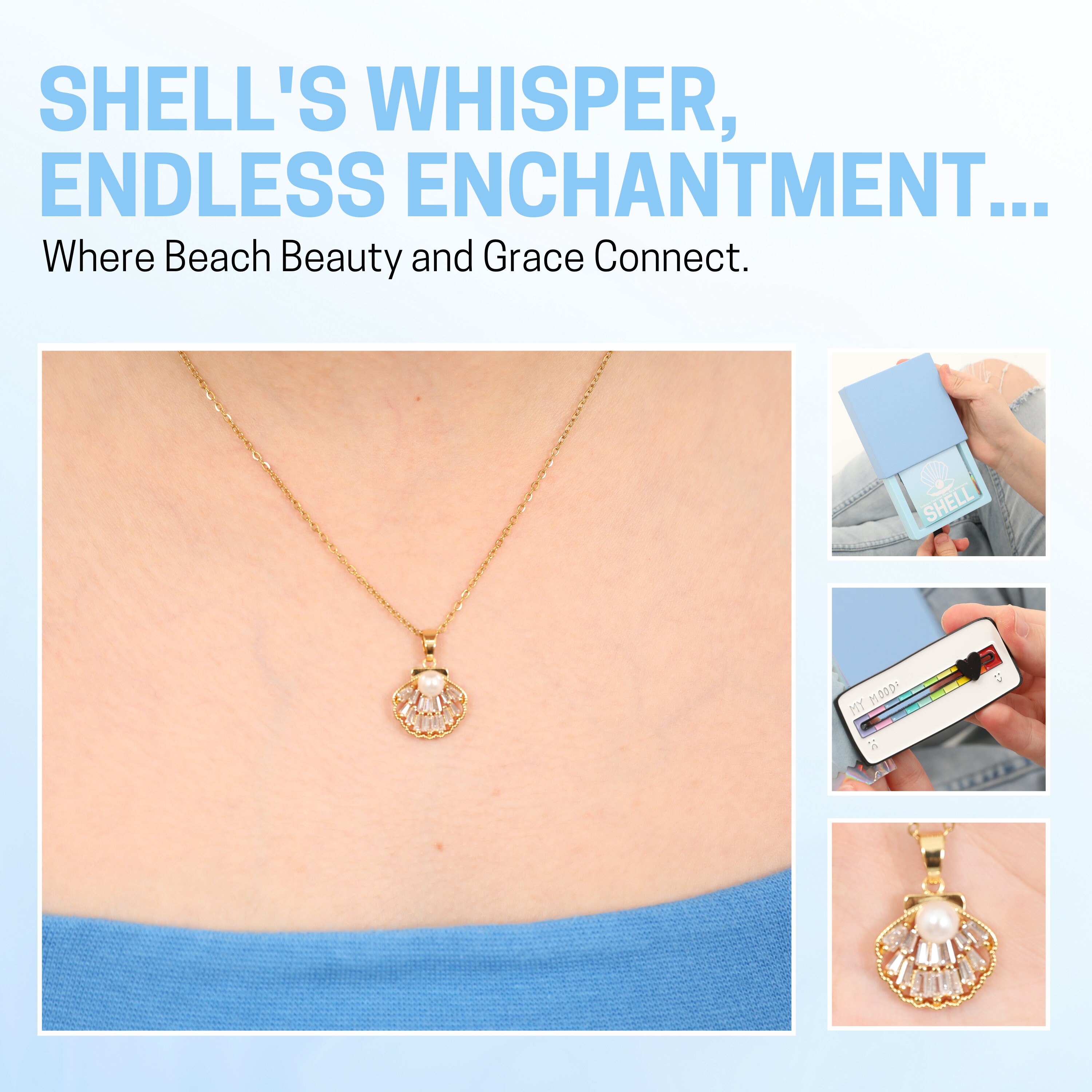 Shell& Pearl Necklace in Unique Ready-to-gift Box-18k Gold Plated,girl ...