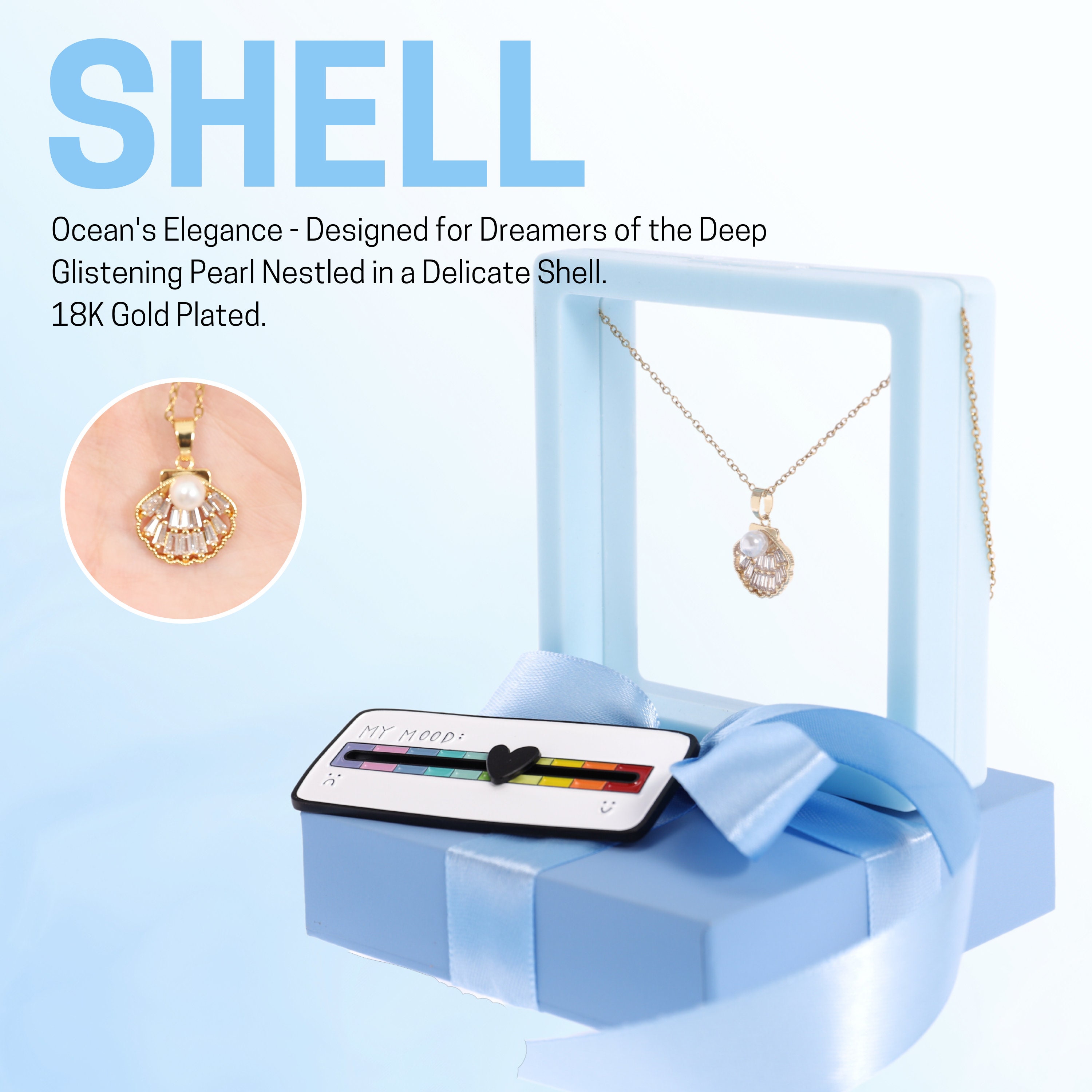 Shell& Pearl Necklace in Unique Ready-to-gift Box-18k Gold Plated,girl ...