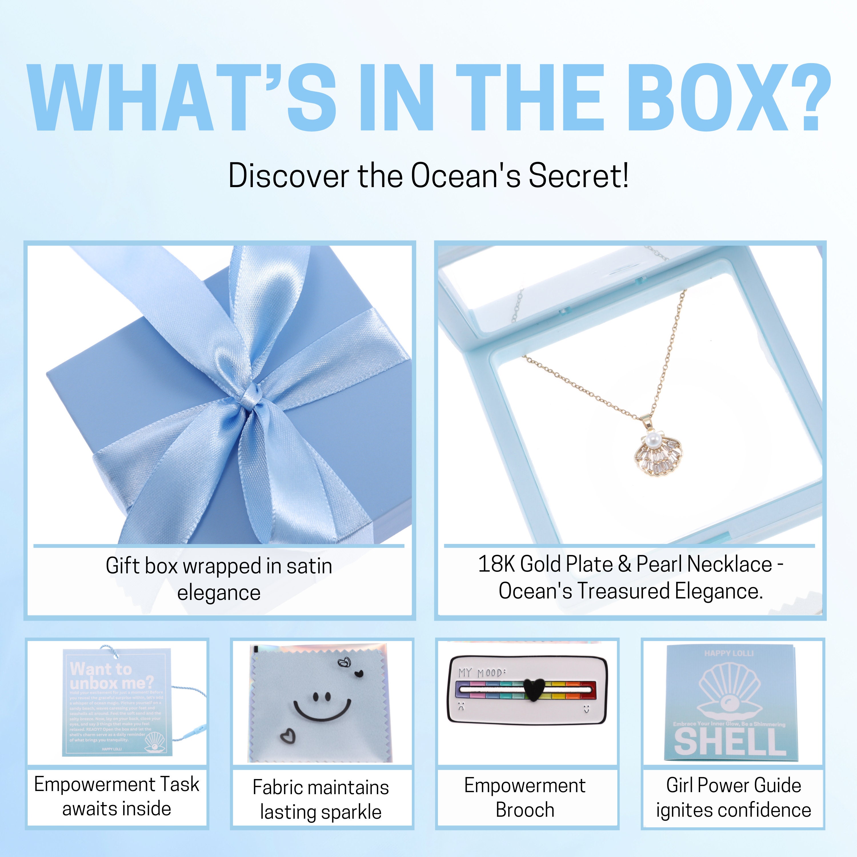 Shell& Pearl Necklace in Unique Ready-to-gift Box-18k Gold Plated,girl ...