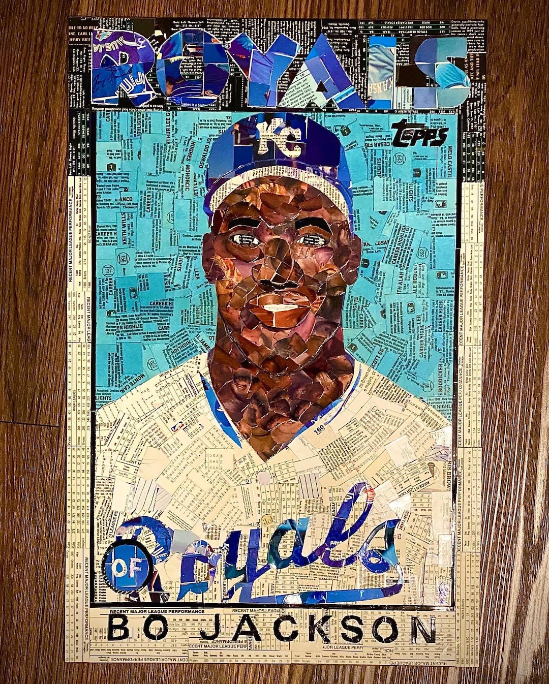 Bo Jackson Cut Card Mosaic Art - Kansas City Royals - Etsy