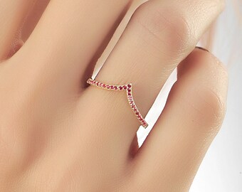 Ruby Chevron Ring - Etsy