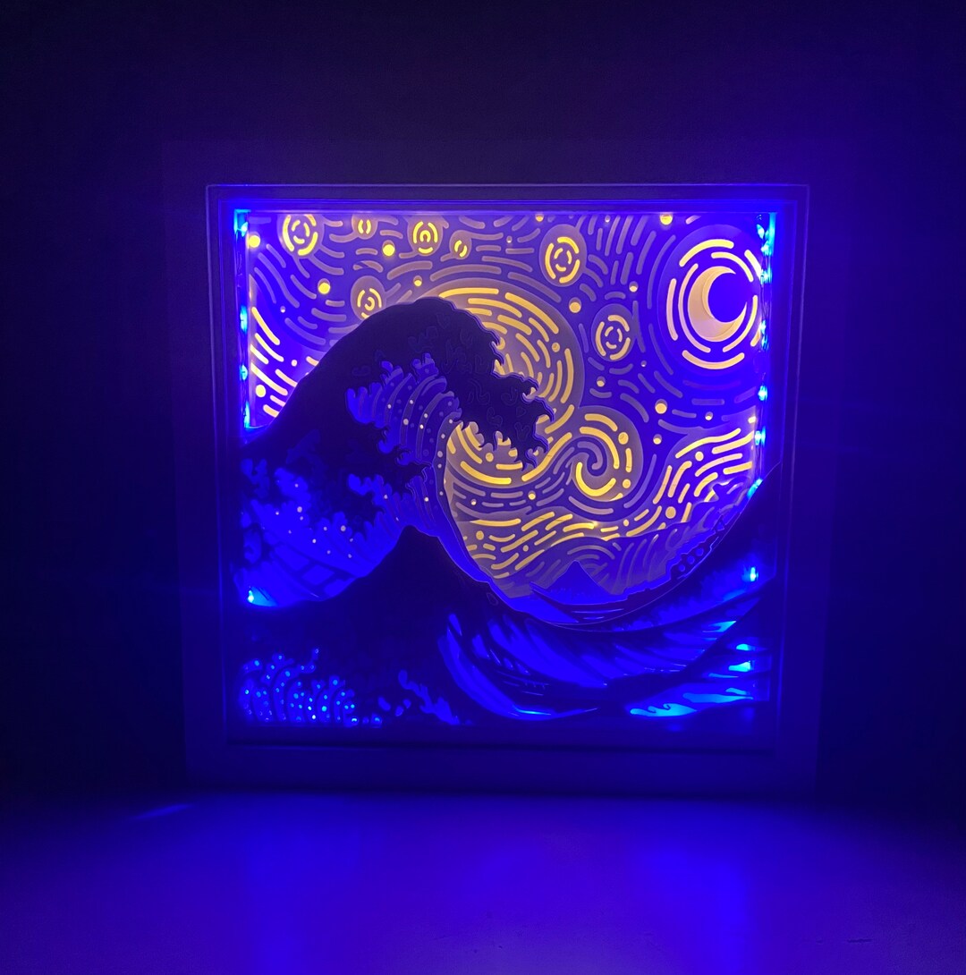 Great Wave 3D Light Box - Etsy